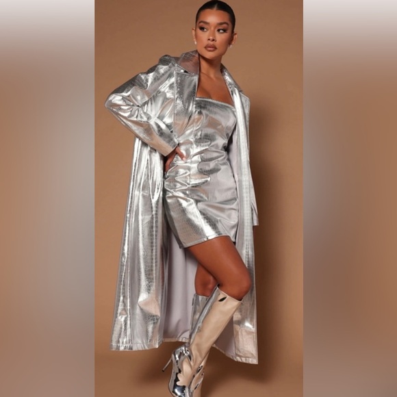 Fashion Nova | Jackets & Coats | 2lt Faux Leather Mini Dress And Trench ...